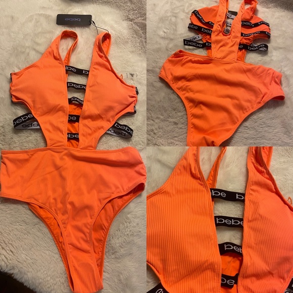 bebe | Swim | Nwt Bebe Tangerine Neon Orange One Piece Swimsuit Xlarge ...